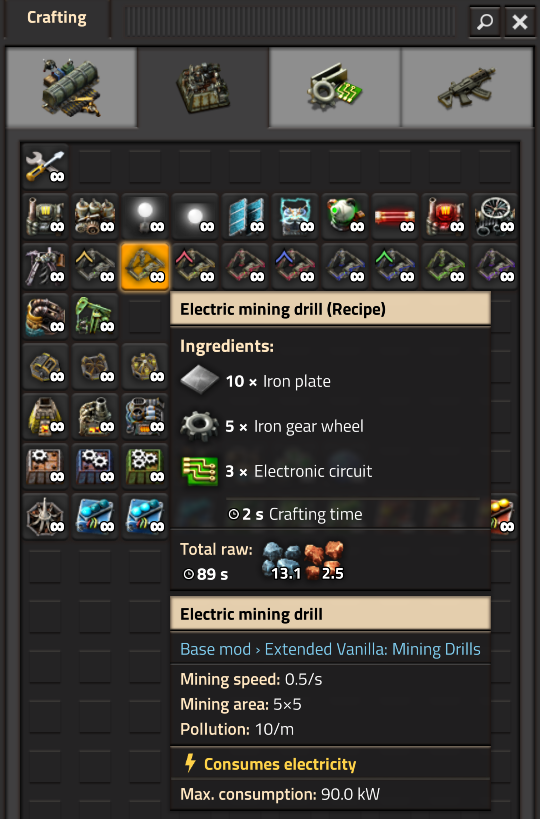 Extended Vanilla: Mining & Drills - Factorio Mods